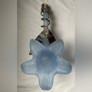 Art | Unusual Frosted Glass Flower In A Footed Silverplated Stand ...